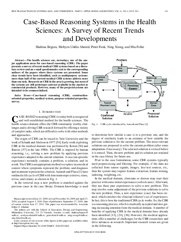 (PDF) Case-Based Reasoning Systems in the Health Sciences: A Survey of Recent Trends and ...