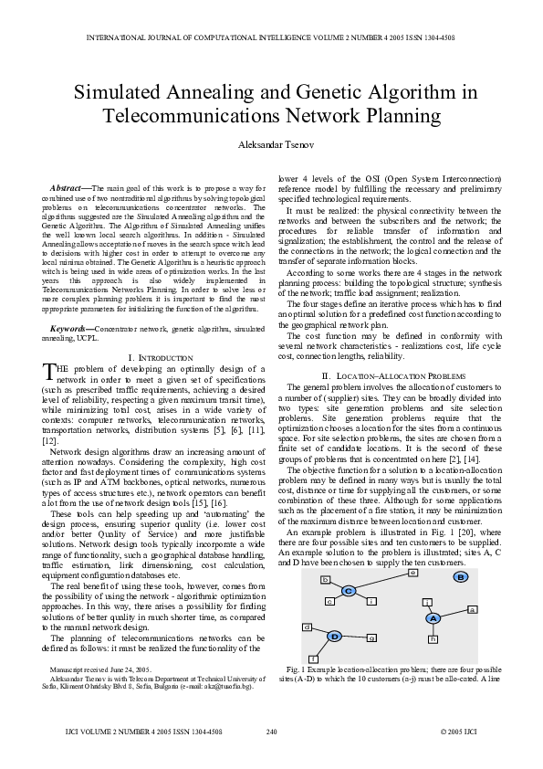 (PDF) Simulated Annealing and Genetic Algorithm in Telecommunications Network Planning