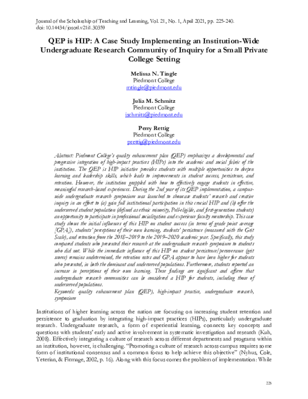 (PDF) QEP is HIP: A Case Study Implementing an Institution-wide ...