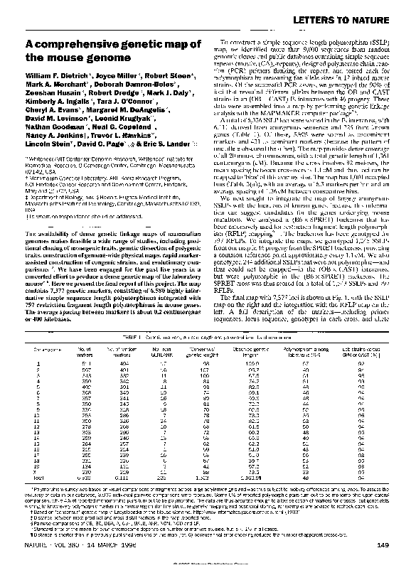 (PDF) A comprehensive genetic map of the mouse genome