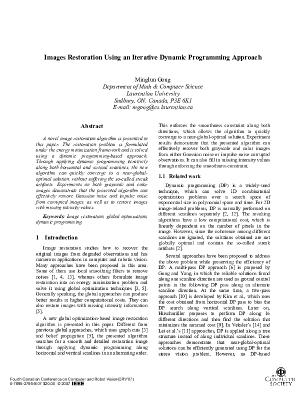 (PDF) Images Restoration Using an Iterative Dynamic Programming Approach