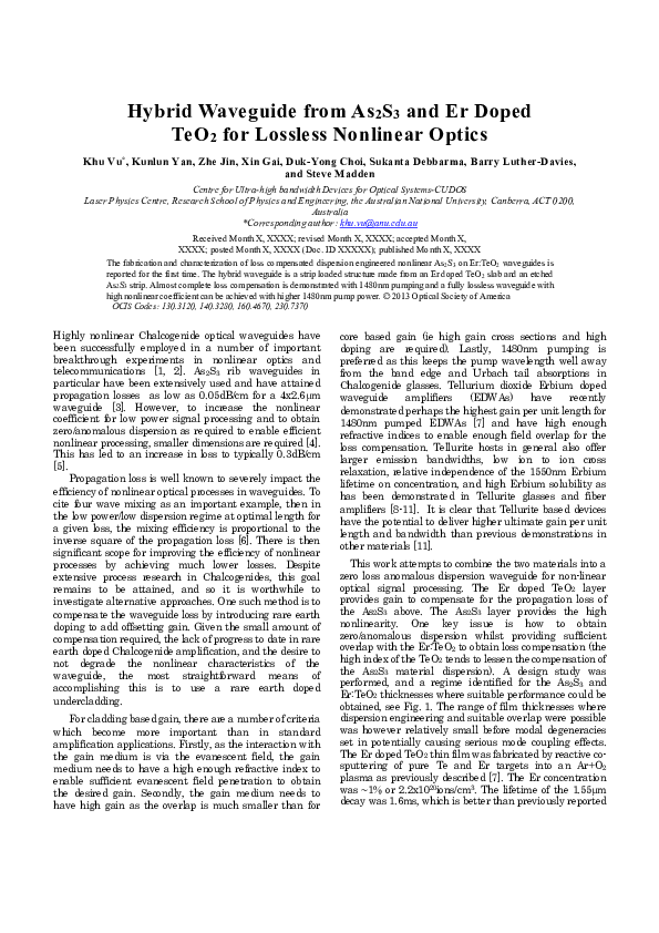 (PDF) Hybrid waveguide from As_2S_3 and Er-doped TeO_2 for lossless nonlinear optics | Barry ...