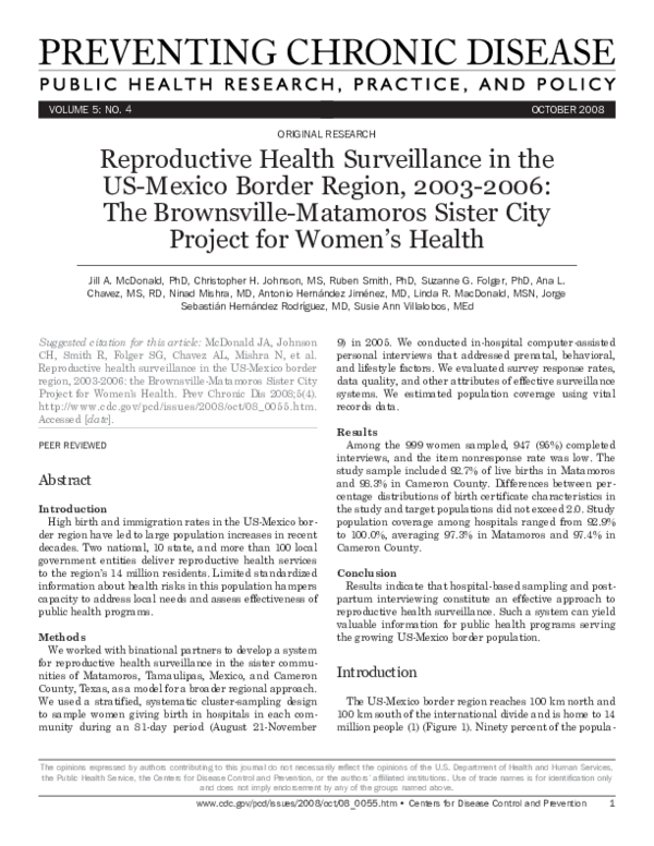 (PDF) Reproductive health surveillance in the US-Mexico border region ...