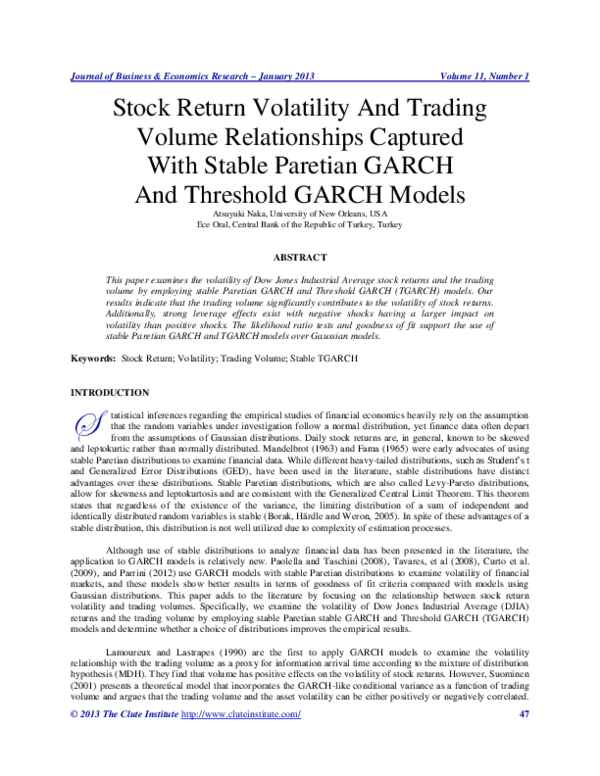 (PDF) Stock Return Volatility And Trading Volume Relationships Captured With Stable Paretian ...