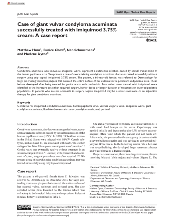 (PDF) Case of giant vulvar condyloma acuminata successfully treated ...