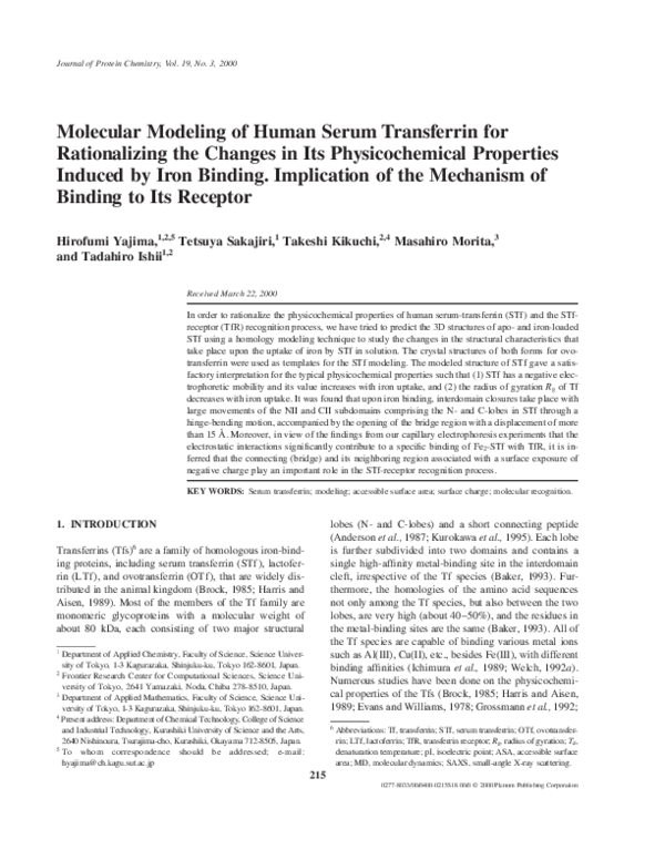 (PDF) Molecular modeling of human serum transferrin for rationalizing ...