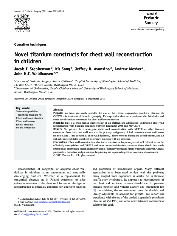 (PDF) Novel titanium constructs for chest wall reconstruction in children