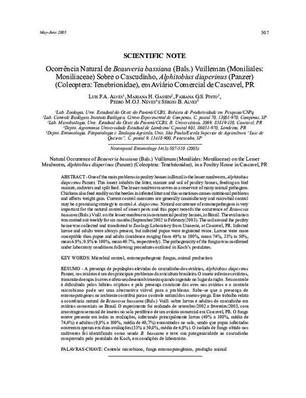 (PDF) Ocorrência natural de Beauveria bassiana (Bals.) Vuilleman ...