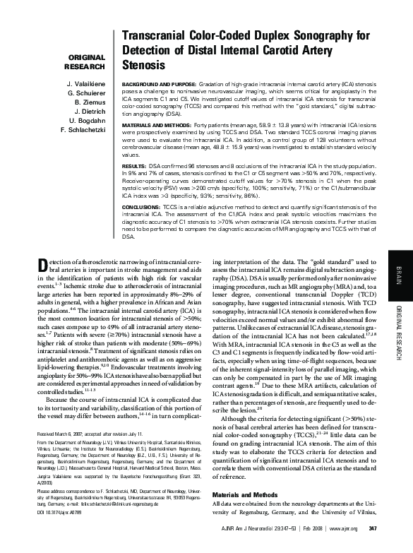 (PDF) Transcranial Color-Coded Duplex Sonography for Detection of ...