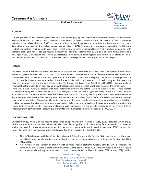 (PDF) Caseload Assignments. Position Statement. Revised