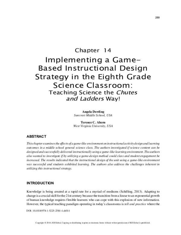 (PDF) Implementing a Game-Based Instructional Design Strategy in the ...