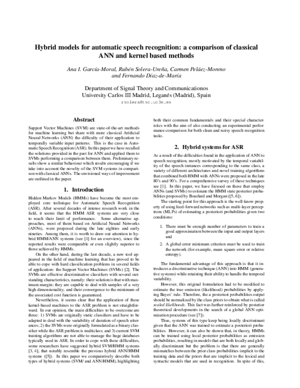 (PDF) Hybrid Models for Automatic Speech Recognition: A Comparison of Classical ANN and Kernel ...