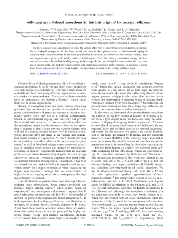 (PDF) Low Efficiency of B-Doped Amorphous Si