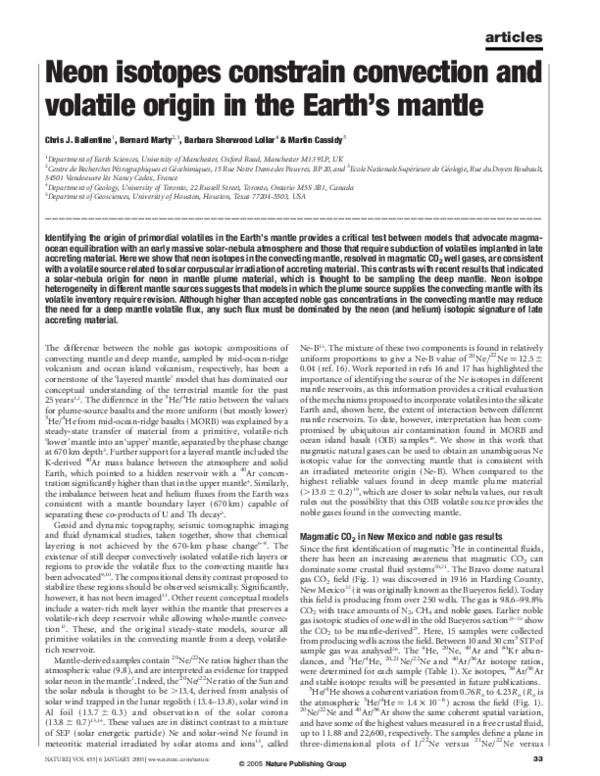 (PDF) Neon isotopes constrain convection and volatile origin in the ...