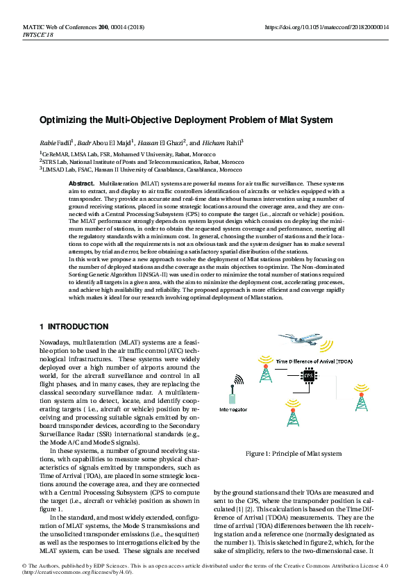 (PDF) Optimizing the Multi-Objective Deployment Problem of Mlat System