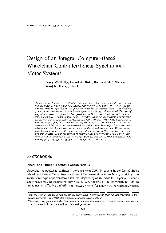 (PDF) Design of an integral computer-based wheelchair controller/linear ...