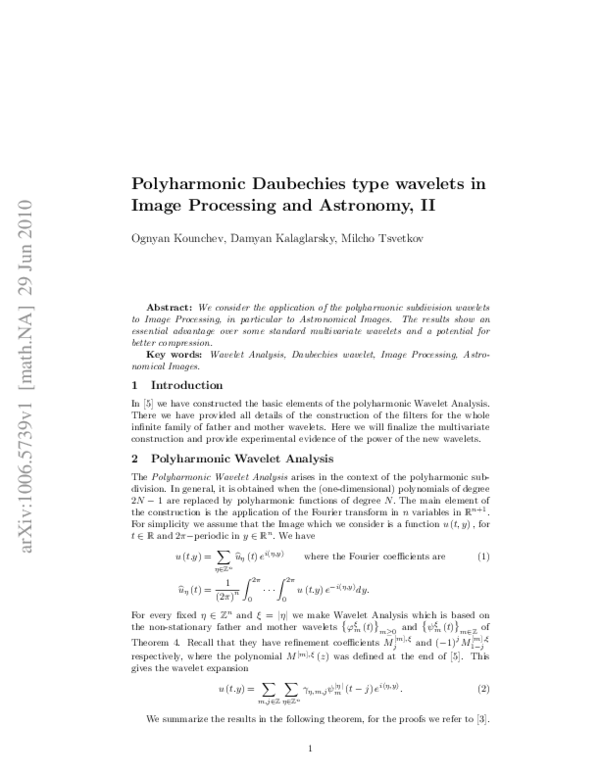 (PDF) Polyharmonic Daubechies type wavelets in image processing and astronomy, I