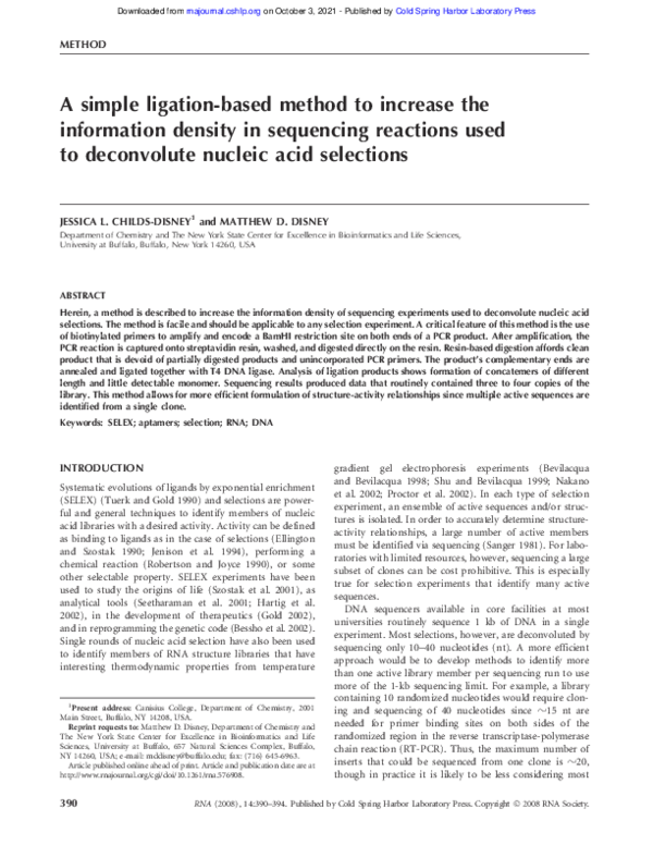 (PDF) A simple ligation-based method to increase the information ...