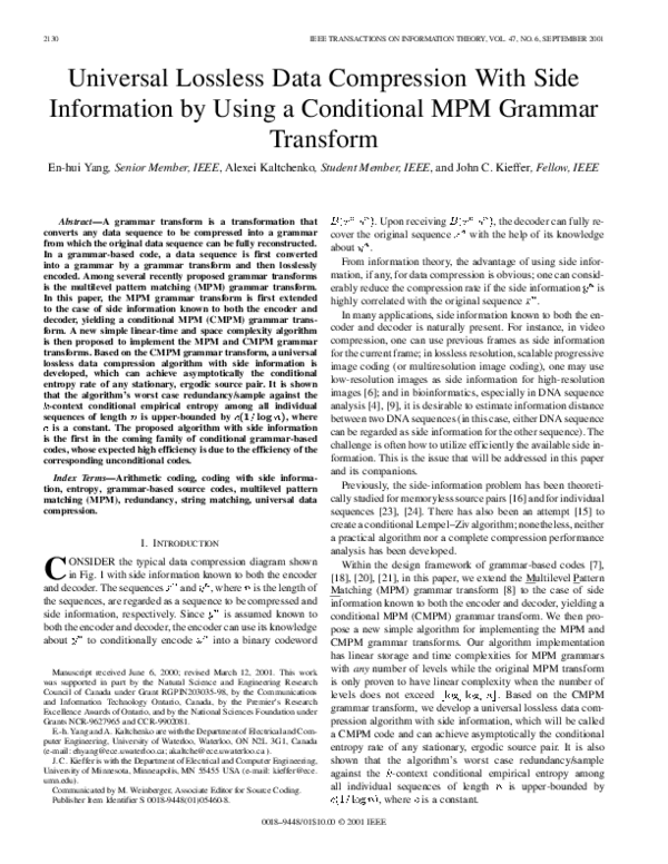 (PDF) Universal lossless data compression with side information by ...