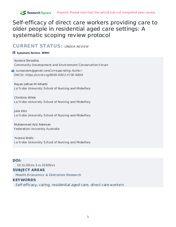 (PDF) Self-efficacy of direct care workers providing care to older ...