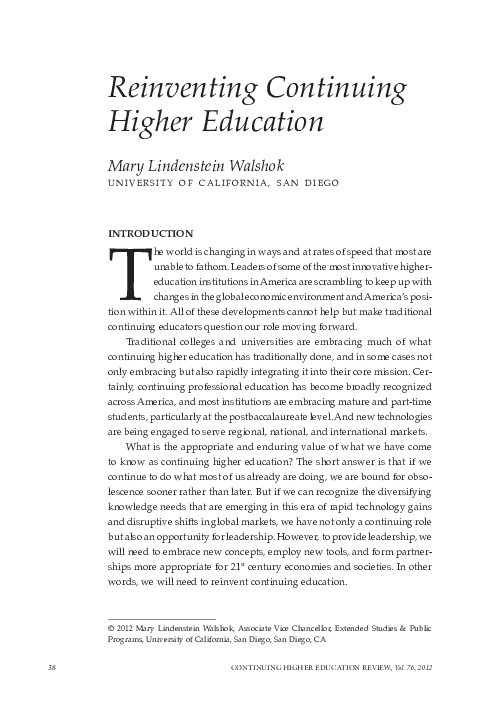 (PDF) Reinventing Continuing Higher Education