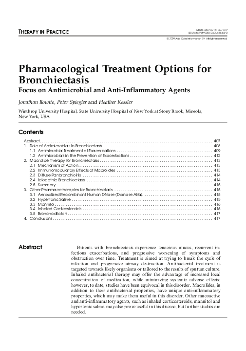 (PDF) Pharmacological Treatment Options for Bronchiectasis | Jonathan ...