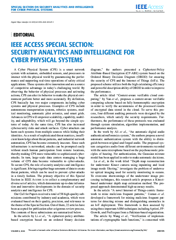 (PDF) IEEE Access Special Section: Security Analytics and Intelligence for Cyber Physical ...