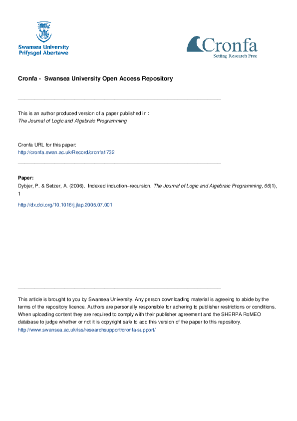Pdf Indexed Induction Recursion