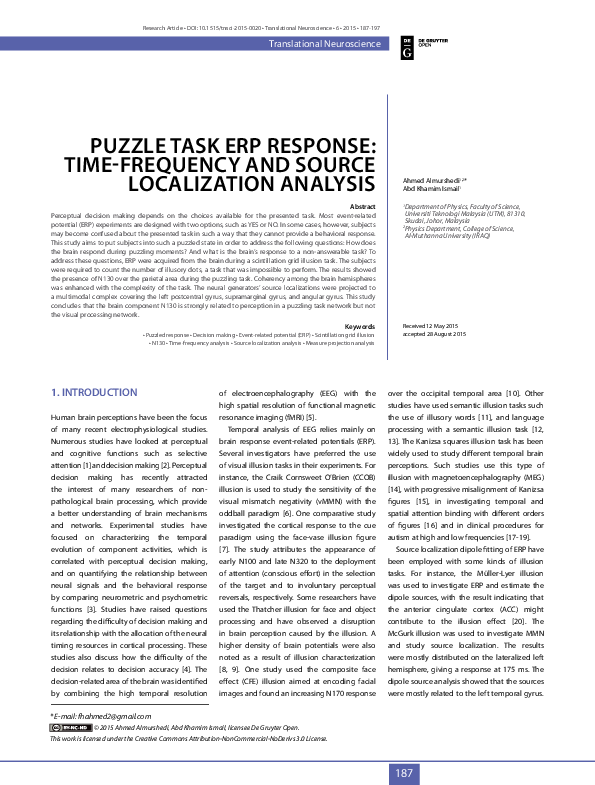 (PDF) Puzzle task ERP response: time-frequency and source localization ...
