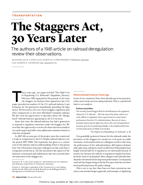 (PDF) The Staggers Act, 30 Years Later