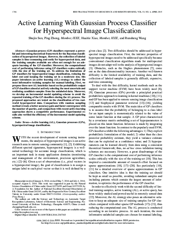 Pdf Active Learning With Gaussian Process Classifier For Hyperspectral Image Classification
