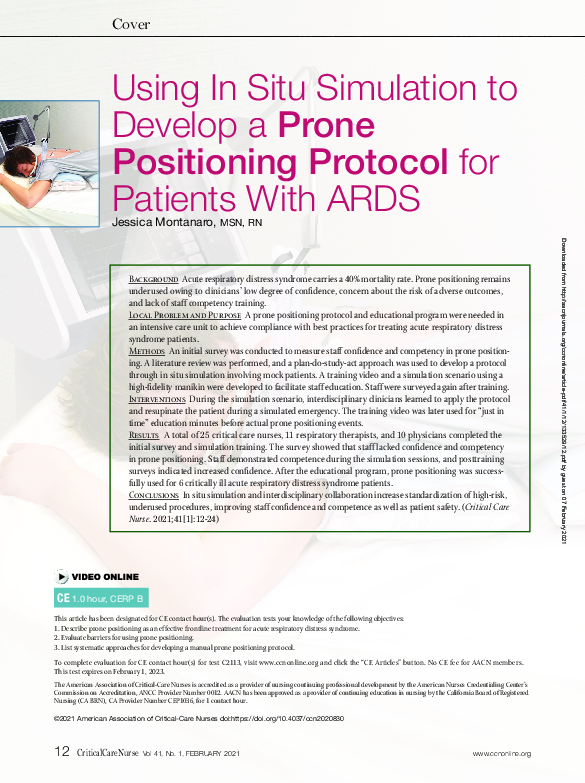 (PDF) Using In Situ Simulation to Develop a Prone Positioning Protocol ...