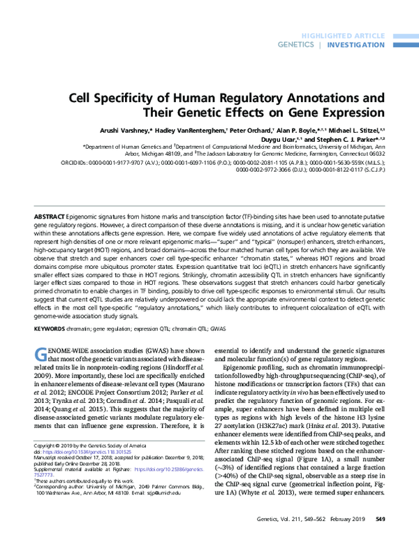 (PDF) Cell Specificity of Human Regulatory Annotations and Their ...