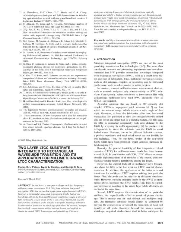 (PDF) Two layer LTCC substrate integrated to rectangular waveguide ...