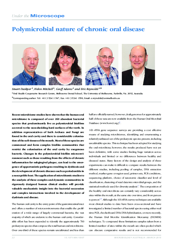 (PDF) Understanding Polymicrobial Chronic Oral Diseases