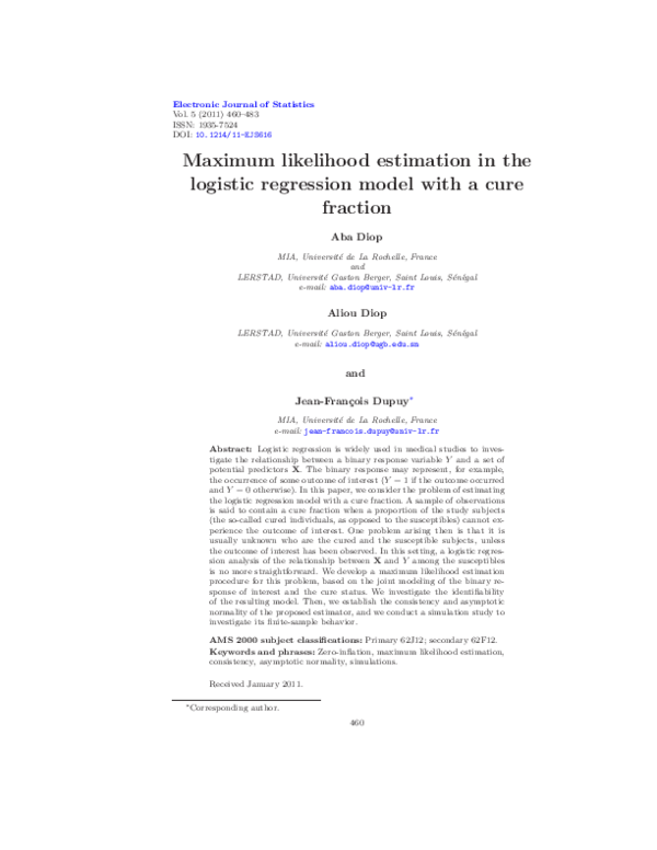 (PDF) Maximum likelihood estimation in the logistic regression model ...
