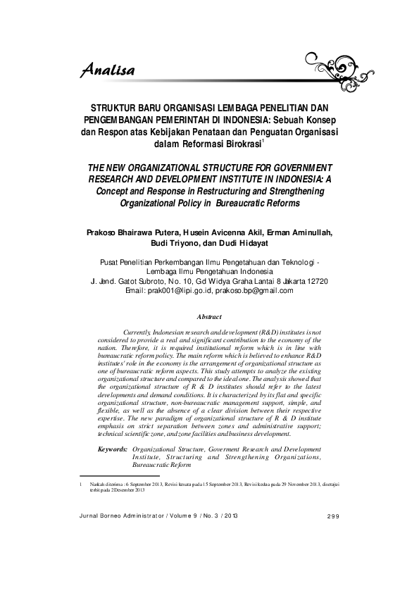 (PDF) The New Organizational Structure for Government Research and ...