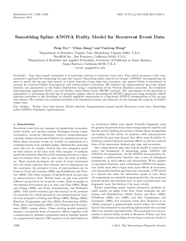 (PDF) Smoothing Spline ANOVA Frailty Model for Recurrent Event Data