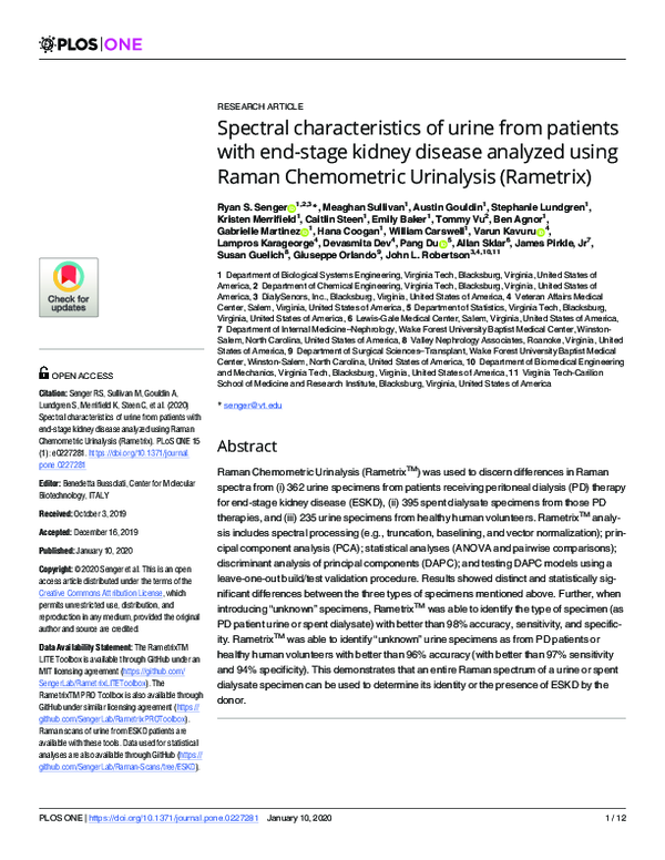 (PDF) Spectral characteristics of urine from patients with end-stage ...