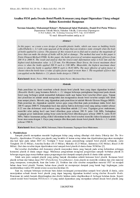 (PDF) Analisa FEM pada Desain Botol Plastik Kemasan yang dapat ...