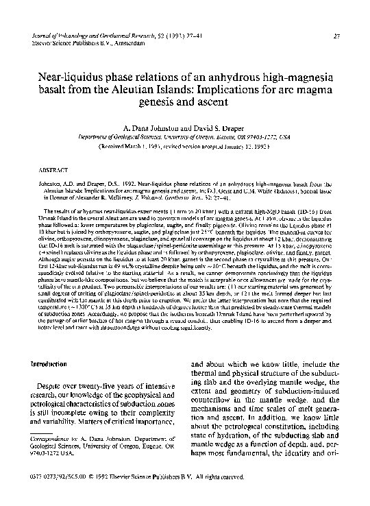 (PDF) Near-liquidus phase relations of an anhydrous high-magnesia ...