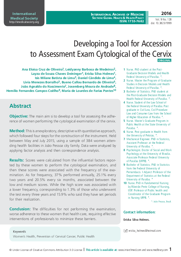 (PDF) Developing A Tool For Accession To Assessment Exam Cytological Of ...