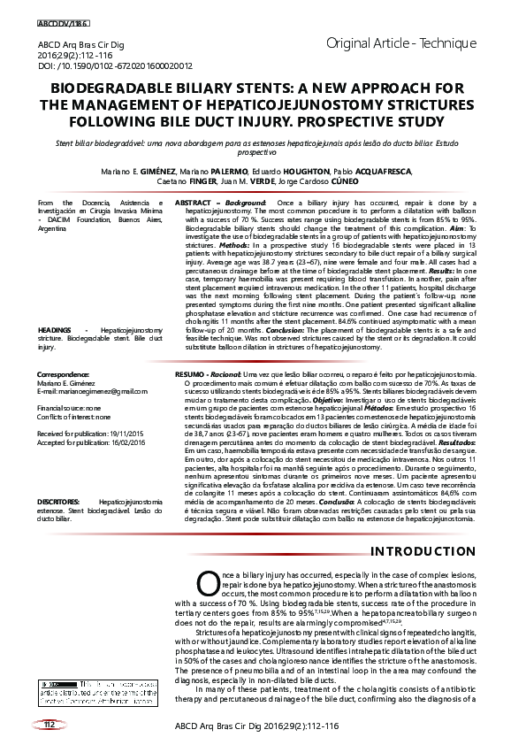 (PDF) Biodegradable Biliary Stents: A New Approach for the Management ...