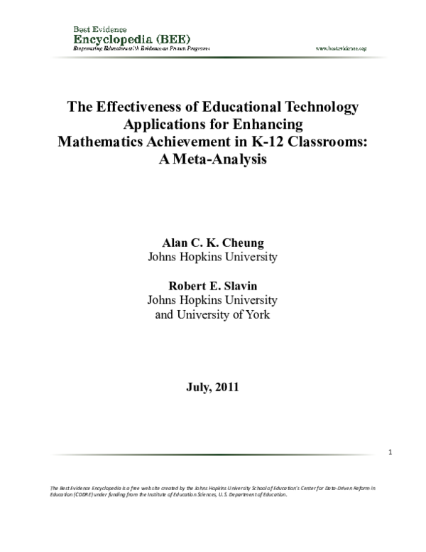 (PDF) The effectiveness of educational technology applications for ...