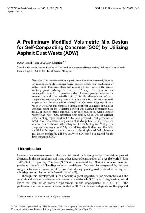 (PDF) A Preliminary Modified Volumetric Mix Design for Self-Compacting ...
