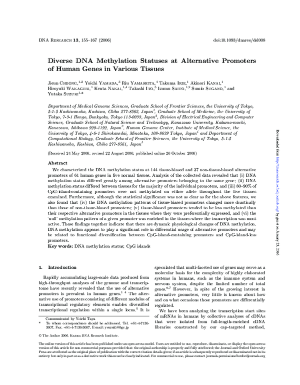 (PDF) Diverse DNA Methylation Patterns at Human Gene Promoters