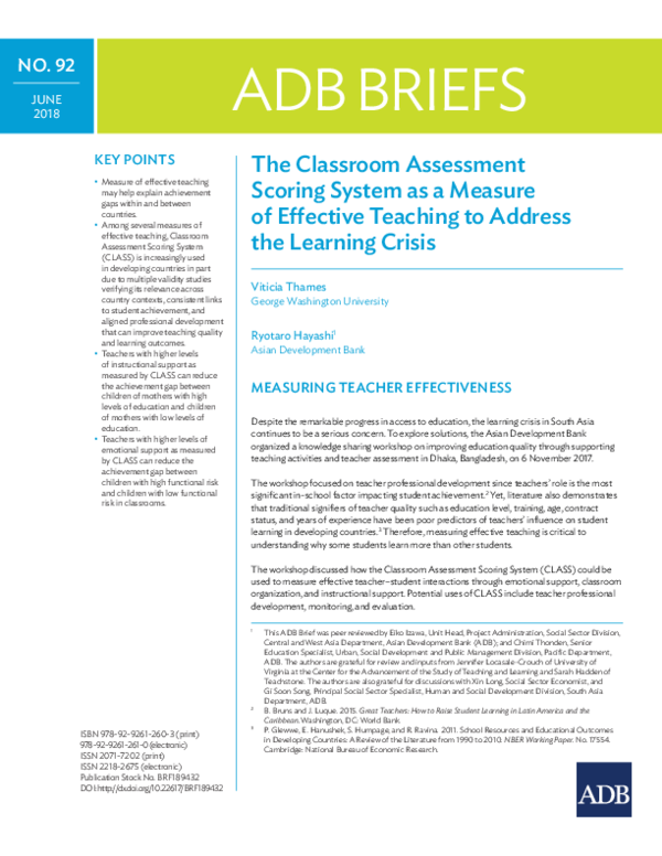 (PDF) The Classroom Assessment Scoring System as a Measure of Effective ...