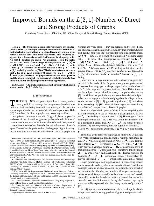 (PDF) Improved Bounds on the $L(2,1)$ -Number of Direct and Strong ...