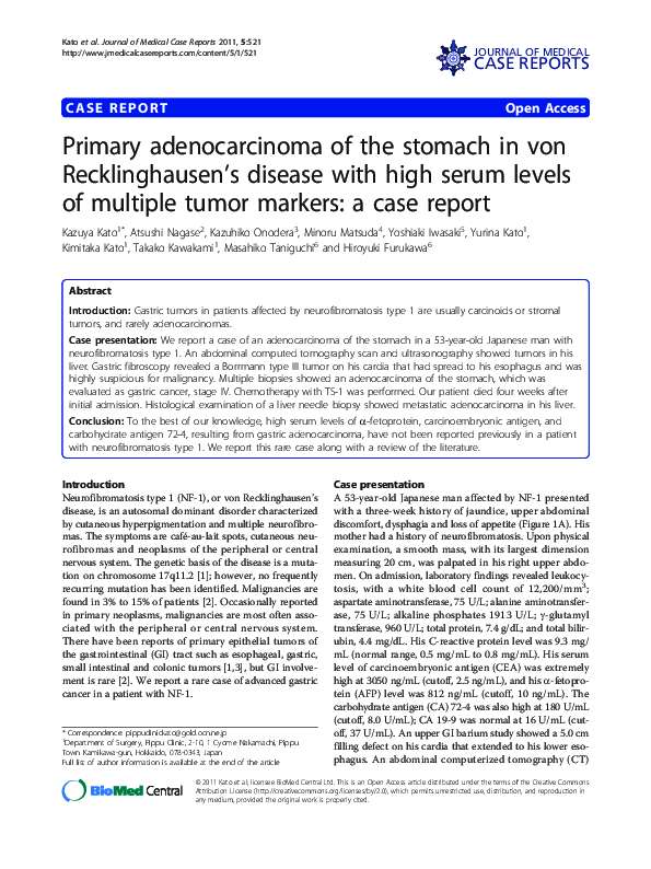 (PDF) Gastric Adenocarcinoma in Neurofibromatosis Type 1: A Case Report