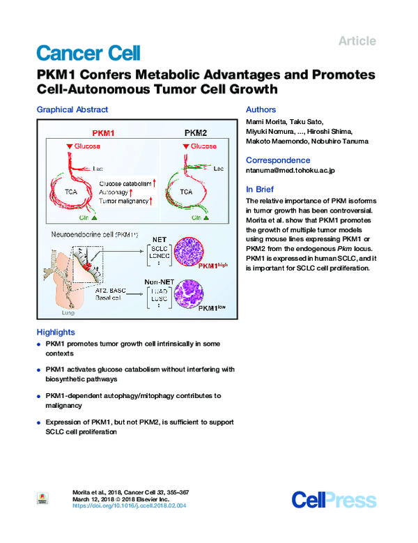 (PDF) PKM1 Confers Metabolic Advantages and Promotes Cell-Autonomous ...